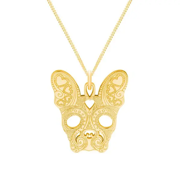 CARTERGORE Small French Bulldog Pendant Necklace - Gold