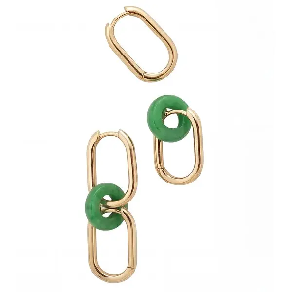 SEREE Della Convertible Jade Link Earrings - Gold