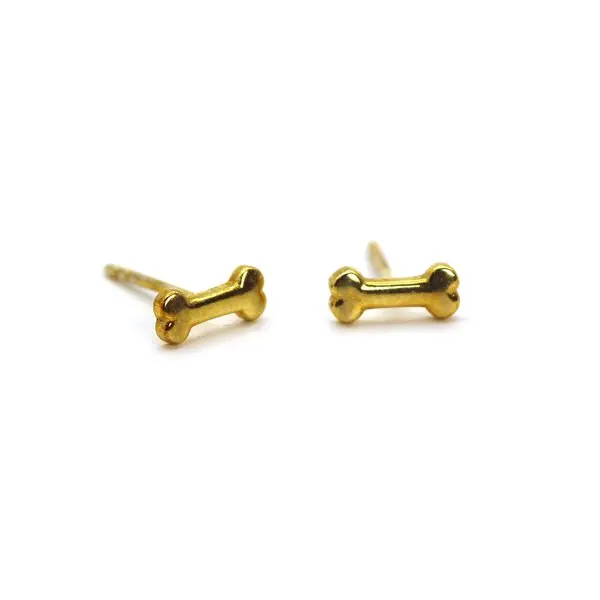 VICSTONENYC FINE JEWELRY Dog Bone Vermeil Stud Earrings - Gold