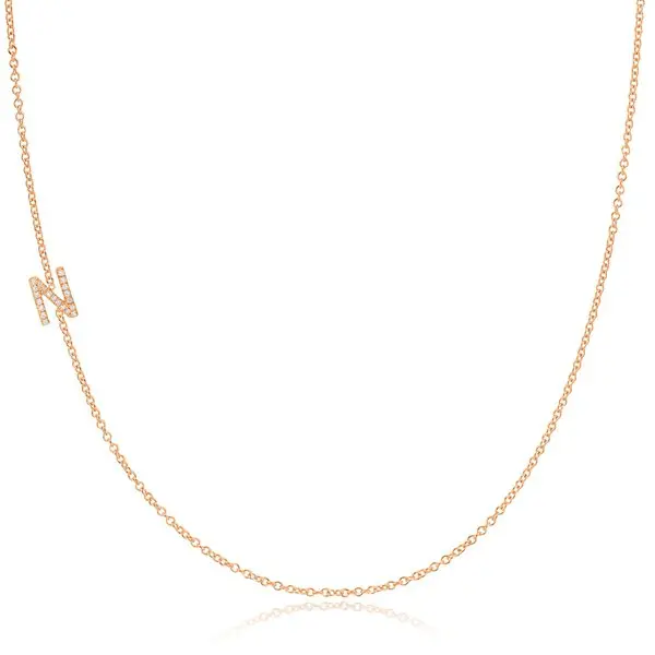 Maya Brenner Designs 14k Gold Asymmetrical Pavé Letter Necklace - Rose Gold