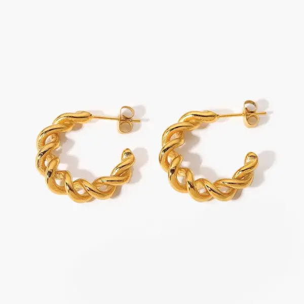 ELK & BLOOM Twist Hoop Earrings - Gold