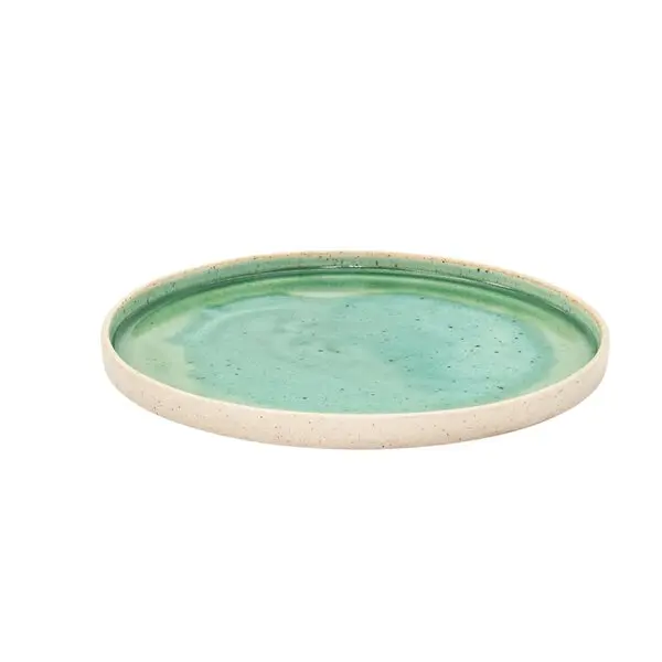 ANATOLIACRAFT Hic Ceramics Medium River Round Plate — Handcrafted Stoneware Serving Plate - Green