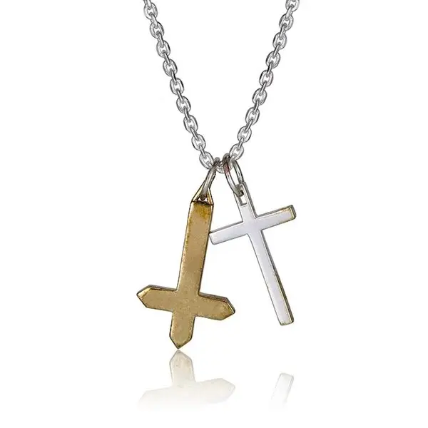 CARTOGRAPHY Double Cross Necklace In Sterling Silver And Brass - Gold/silver
