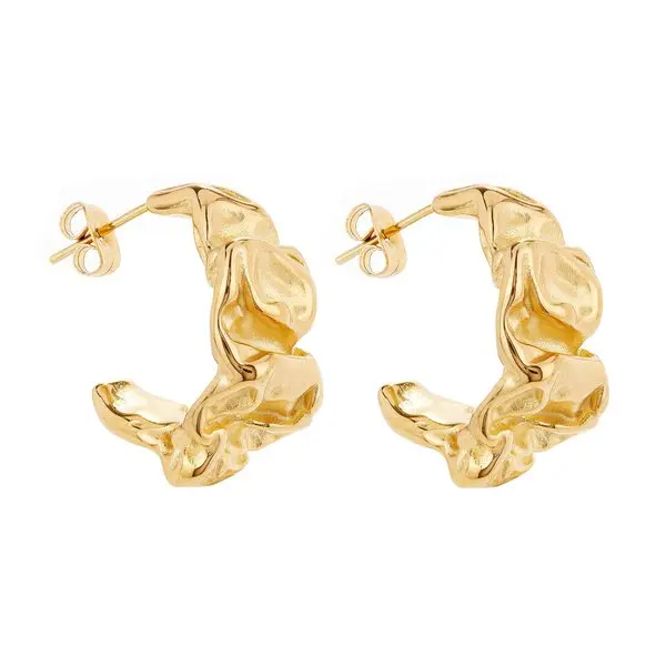 BALLINGER 18ct -plated Crumpled Statement Hoop Earrings