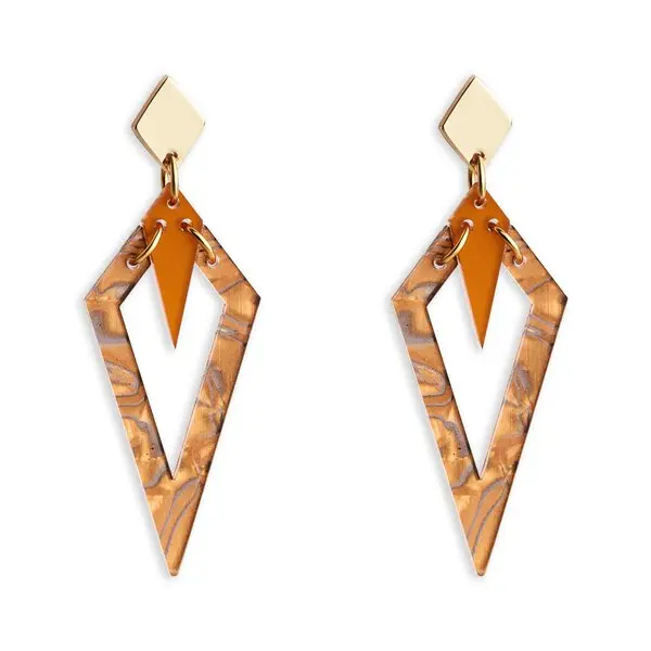 TOOLALLY Neutrals Arrowheads Tiger Shell Earrings - Gold