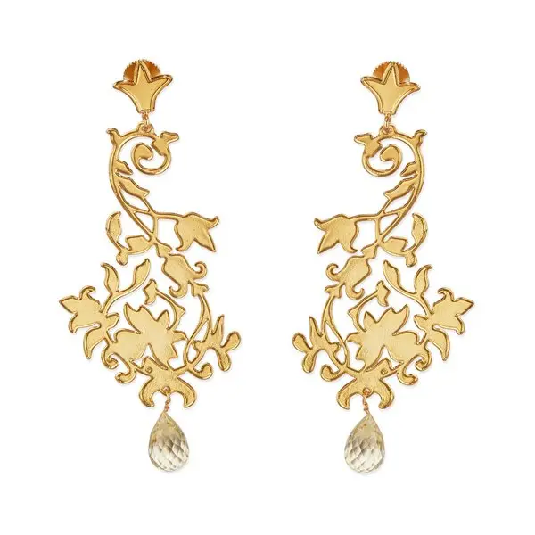 DHWANI BANSAL Gold-plated Chandelier Earrings - Gold/green