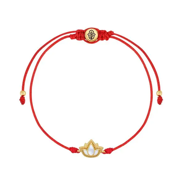 KARMA AND LUCK Mother Of Pearl Lotus Red String Bracelet - Red/white