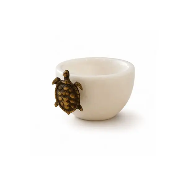 MARLETH Porcelain Snack Bowl With Bronze Turtle Accent