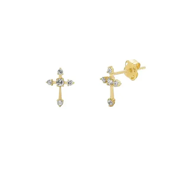SPERO LONDON 9ct Solid Cross Stud Earrings - Gold