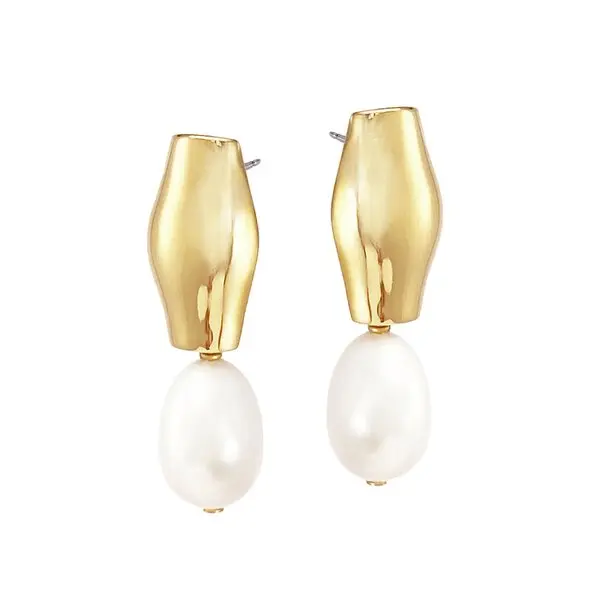BIKO Amphora Pearl Stud Earrings - Gold