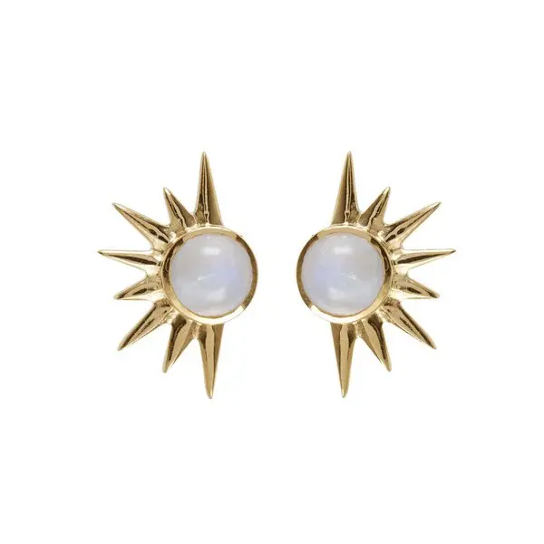 CHARLOTTE'S WEB JEWELLERY Total Eclipse Statement Stud Earrings With Rainbow Moonstone In Sterling - Gold