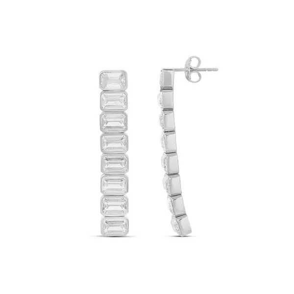 SHYMI Emerald Bezel-set Drop Earrings - Silver