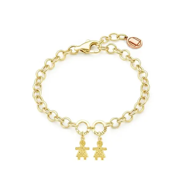 UNALOE Adjustable Plated Mom Bracelet With Daughter Charms - Gold