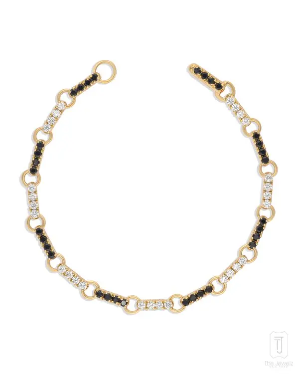 THE JEWELZ Eclipse Link Bracelet With Black Spinel And White Cubic Zirconia - Silver/black