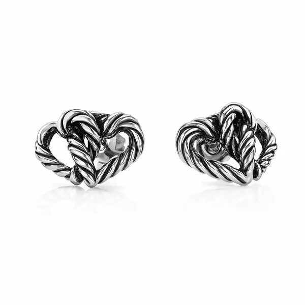 UNALOE Sterling Twisted Heart Stud Earrings - Silver