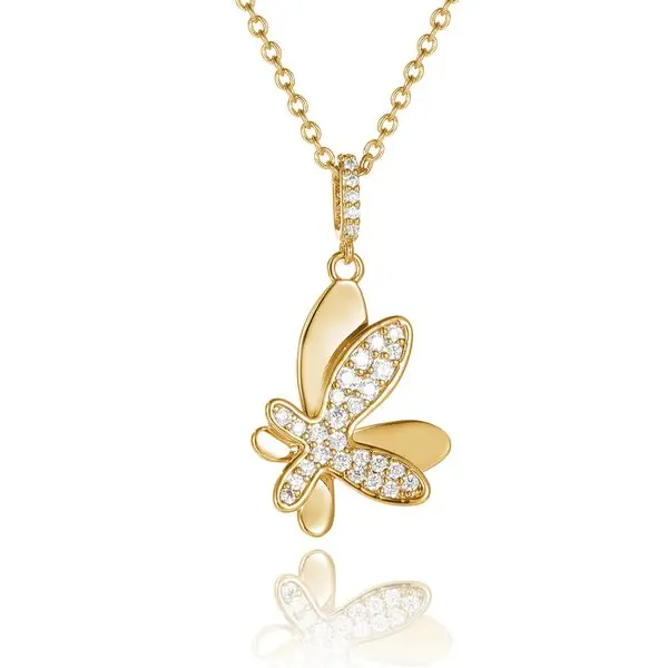 CLASSICHARMS Pavé Butterfly Pendant Necklace - Gold
