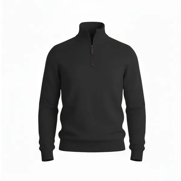 LINDSAY NICHOLAS NEW YORK Drew Quarter Zip Sweater - Black