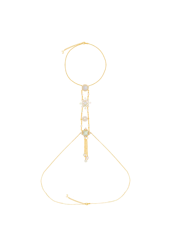 LAVANI JEWELS Galatea Moonstone Body Chain - White