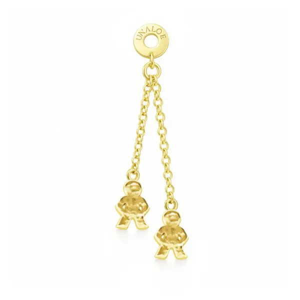 UNALOE Plated Hammered Double Chain Drop Earrings - Gold