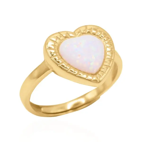 LUNA CHARLES Roxanne Opal Heart Ring - Gold