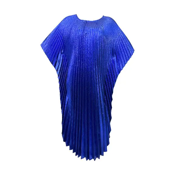 JULIA CLANCEY Madam Electric Pleated Lurex Kaftan - Blue