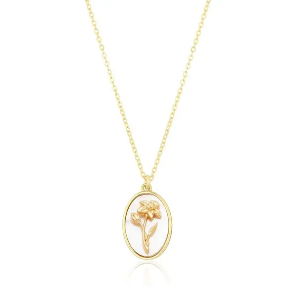 SET & STONES Katrina Birth Flower Necklace March - Gold/white
