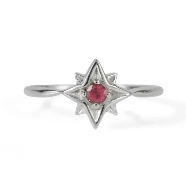 CHARLOTTE'S WEB JEWELLERY Guiding North Star Rhodolite Garnet Ring - Silver