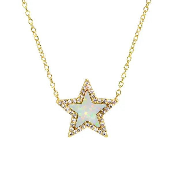 KAMARIA Opal Star Chain Necklace - White/gold