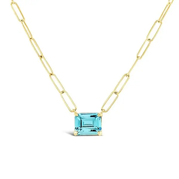 LUTIRO Paperclip Chain Topaz Pendant Necklace