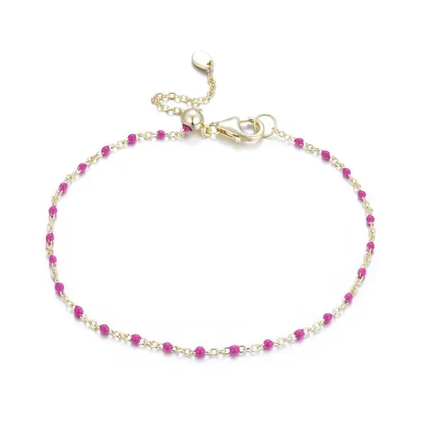 KAMARIA Enamel Beaded Chain Bracelet - Pink