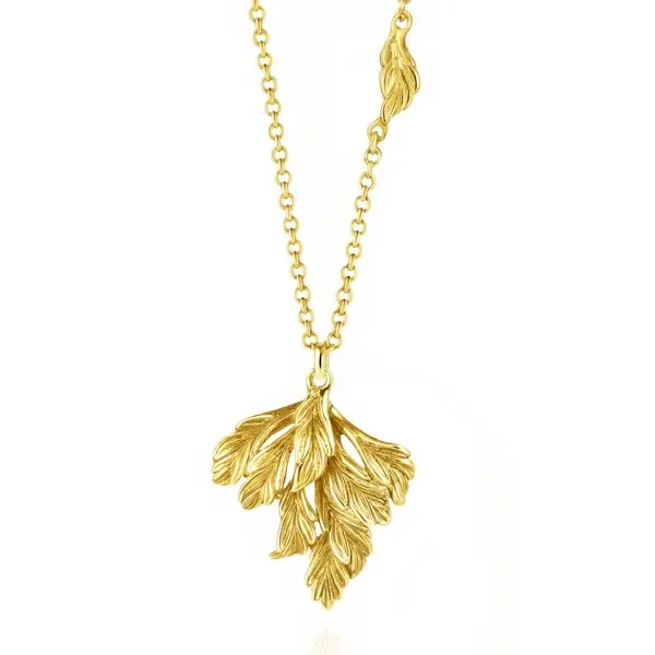 UNALOE Vermeil Leaf Pendant Necklace - Gold