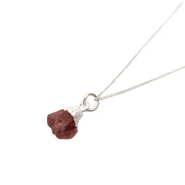 HARFI Raw Pink Tourmaline Silver Necklace - Silver/pink
