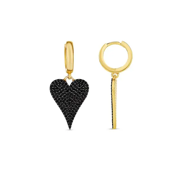 SHYMI Pave Heart Drop Earrings - Gold/black