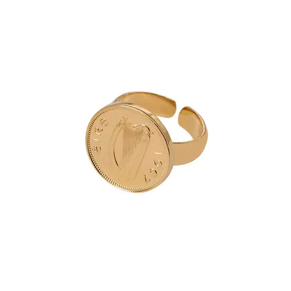 KATIE MULLALLY Irish Harp Adjustable Ring - Gold