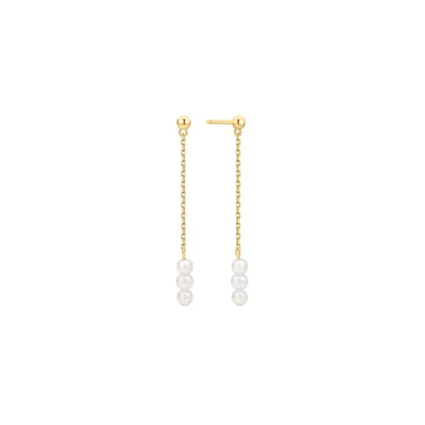 VANCHI Eden Trio Pearl Drop Earrings - Gold