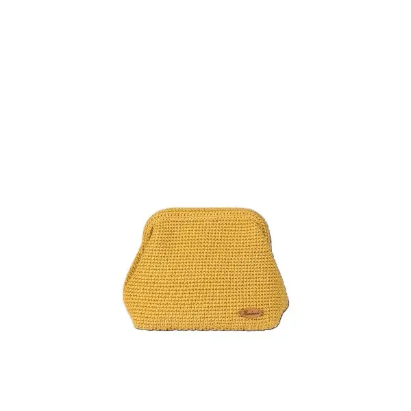 SPRINGMOONATELIER Yarn Handbag With Metallic Buckle - Yellow