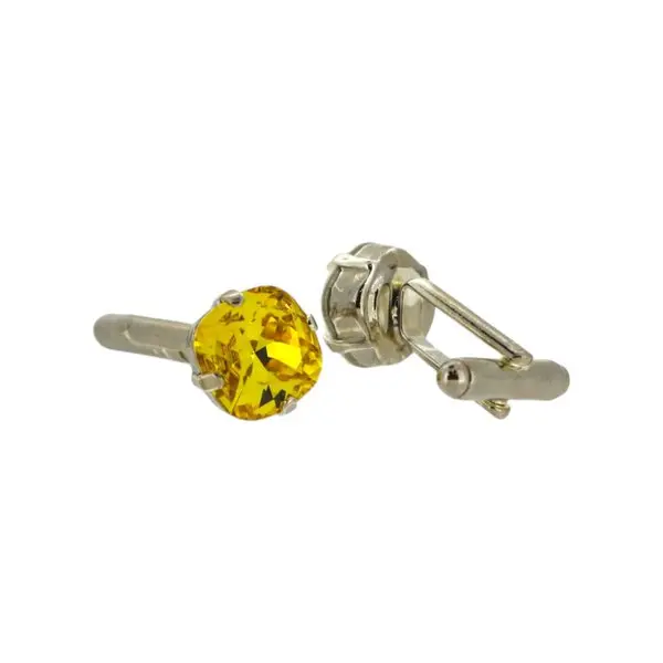 VICKISARGE Silver / Yellow The Yellow Stud Cufflink In Platinum - Silver/yellow