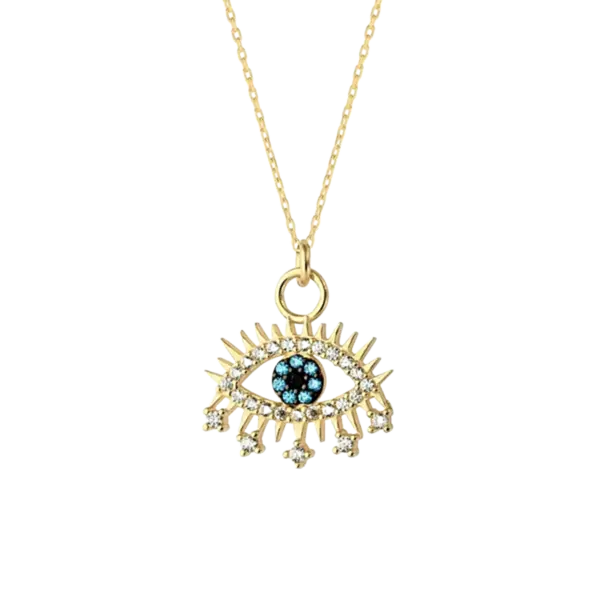 SPERO LONDON Evil Eye Eyelash Pendant Necklace - Gold