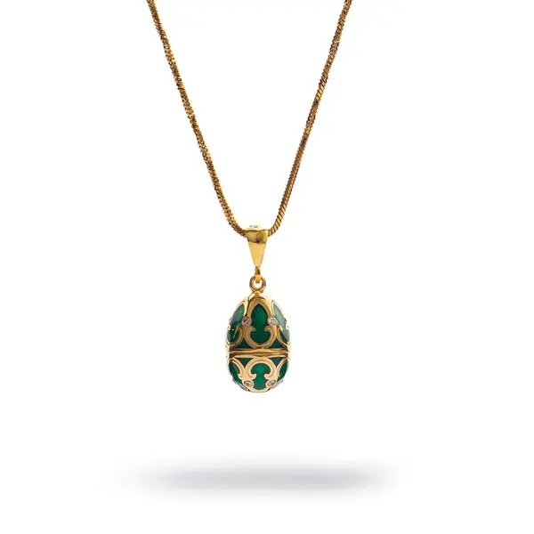 EBRU JEWELRY Lucky Clover Egg Pendant Necklace - Gold/green