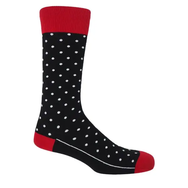 PEPER HAROW - MADE IN ENGLAND Pin Polka Crew Socks - Black