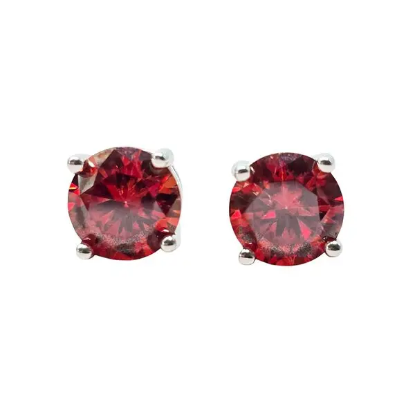 HARFI Sterling Silver Ruby Moissanite Crystal Earrings - Red/silver