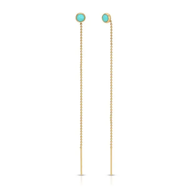 HEATHER HAWKINS 14k Yellow Gold Threader Earrings - Blue