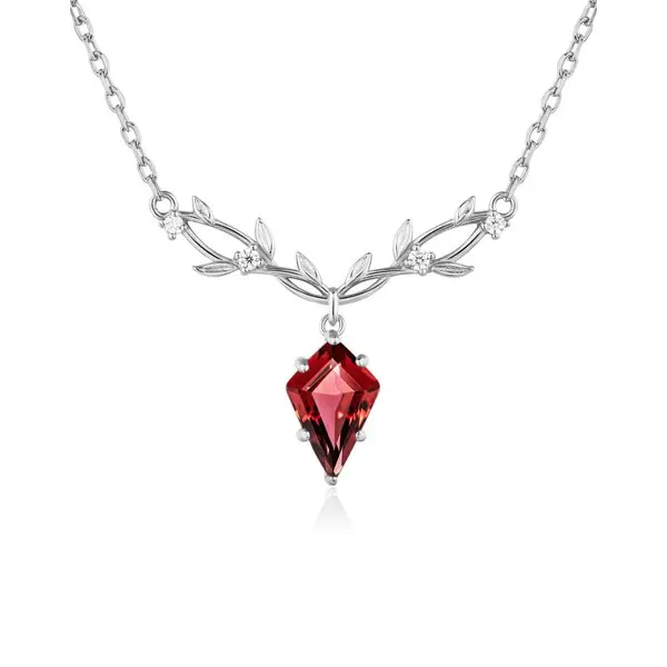AZURA JEWELRY NEW YORK Elven Entwine Mozambique Garnet Necklace - Red