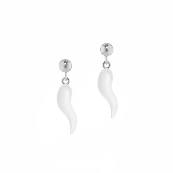UNALOE Sterling Earrings With White Horn Pendant - Silver
