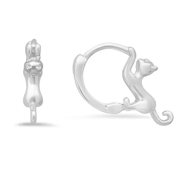 KYLIE HARPER Kitty Cat Hoop Earrings In Sterling - Silver