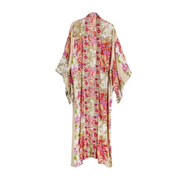 Saachi Lace Embroidered Floral Kimono - Pink