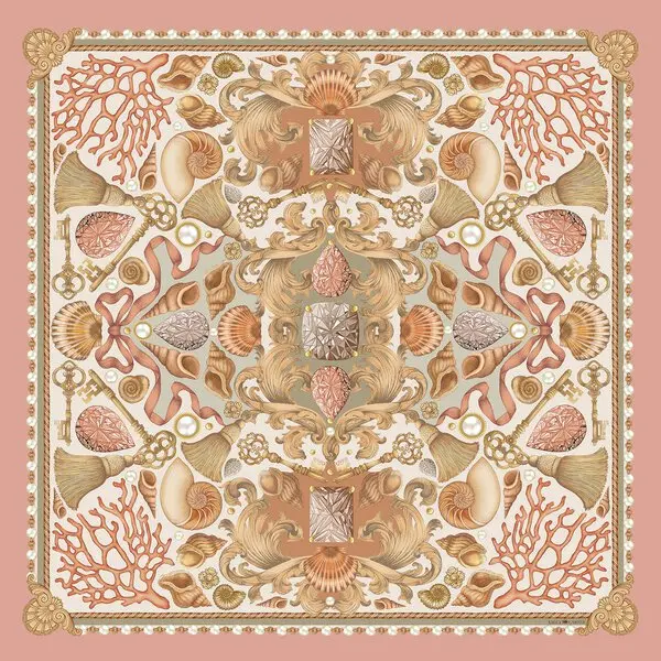 EMILY CARTER Neutrals / The Nautical Baroque Silk Scarf L - Orange