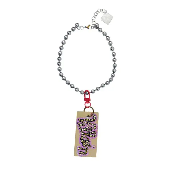 ACID CAT Convertible Villain Keychain Tag Choker Necklace - Black