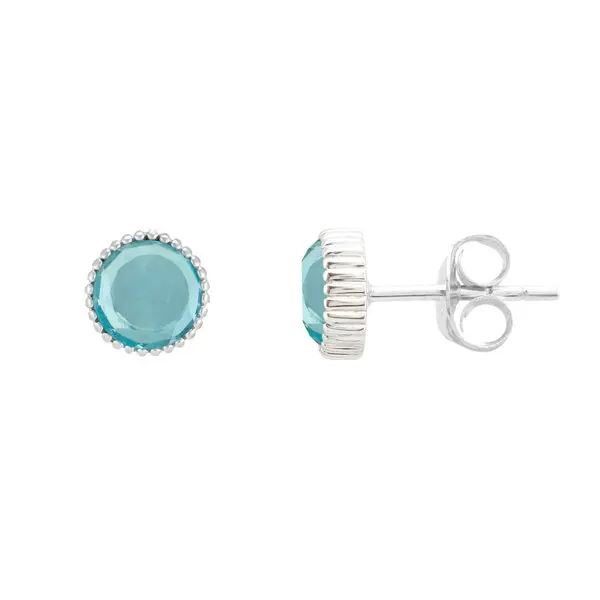 AUREE JEWELLERY Barcelona Silver March Birthstone Stud Earrings - Blue/silver