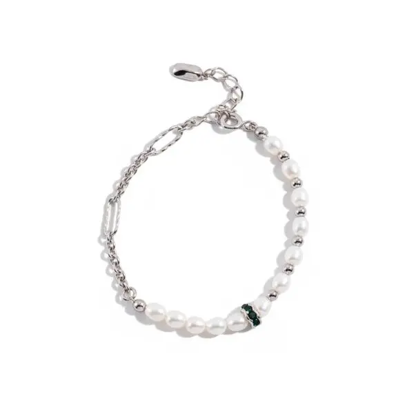 ANGEL BAROCCO Drip Glaze Bead Pearl Bracelet - Silver